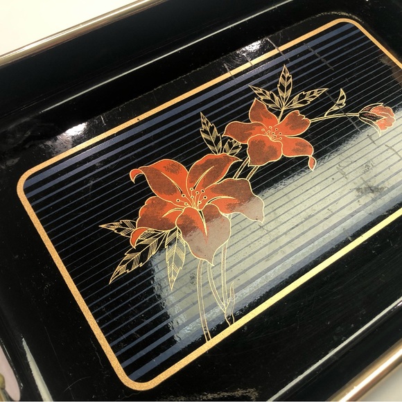 Other | Vintage Japanese Lacquerware Tray With Hibiscus Design | Poshmark
